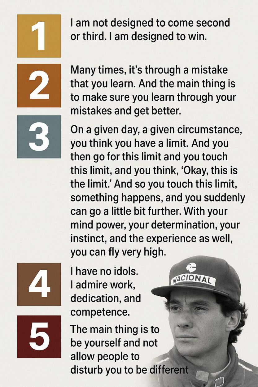 Ayrton Senna Inspirational Quotes: Lessons from F1’s Greatest Legend